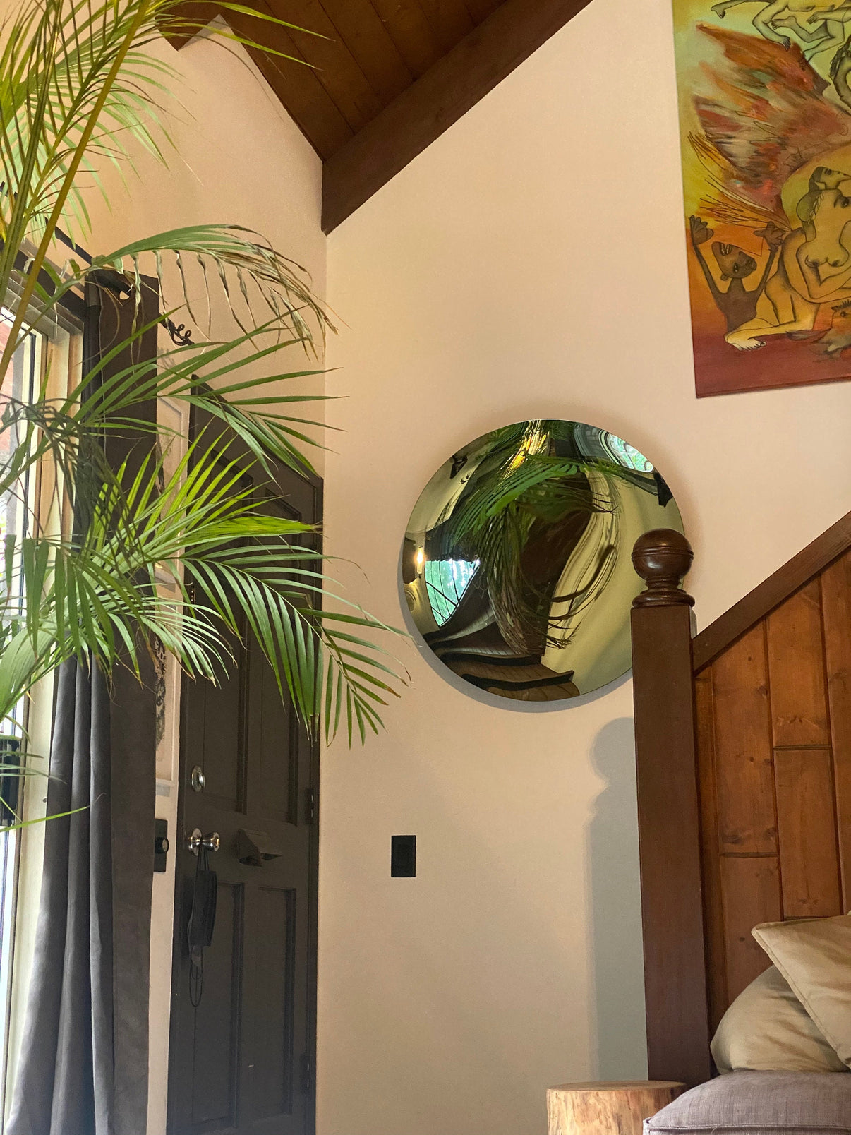 Contemporary Concave Mirror, Inspired by Space Age decor, Green Mirror ...