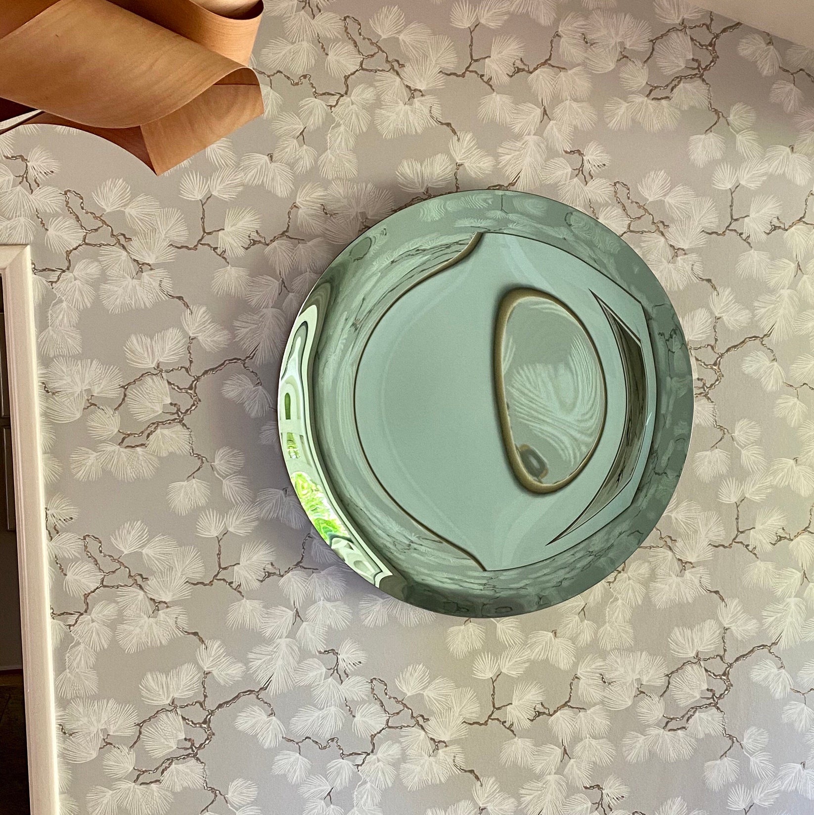 Contemporary Concave Mirror, Inspired by Space Age decor, Green Mirror ...