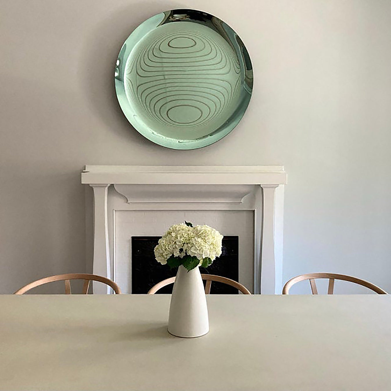 Contemporary Concave Mirror, Inspired by Space Age decor, Green Mirror ...