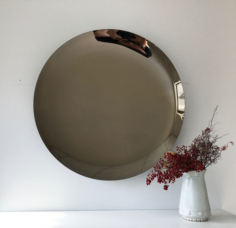 Contemporary Concave Mirror, Inspired by Space Age Decor, Bronze Mirro ...